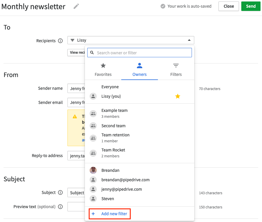 Campaigns: Filtrado - Knowledge Base | Pipedrive